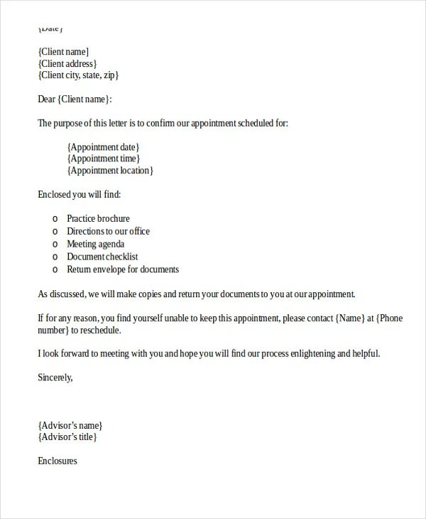 Appointment Confirmation Email Template – Make Sure You Get To Your ...