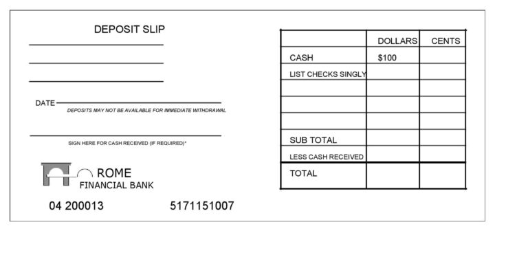 Create Your Own Bank Deposit Slip Template | Templatesz234.com ...