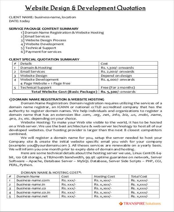Create A Winning Website Development Quote Template | Templatesz234.com ...