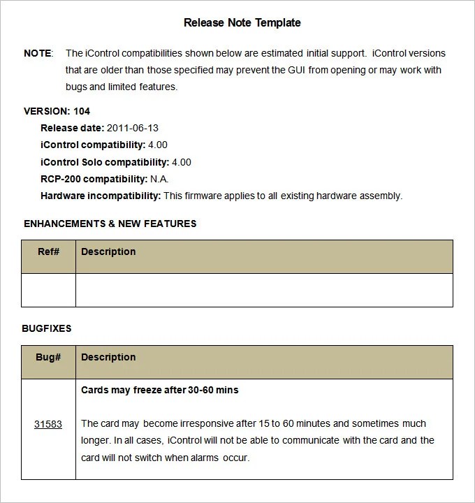 Software Release Notes Template: Keeping Track Of Your Updates ...