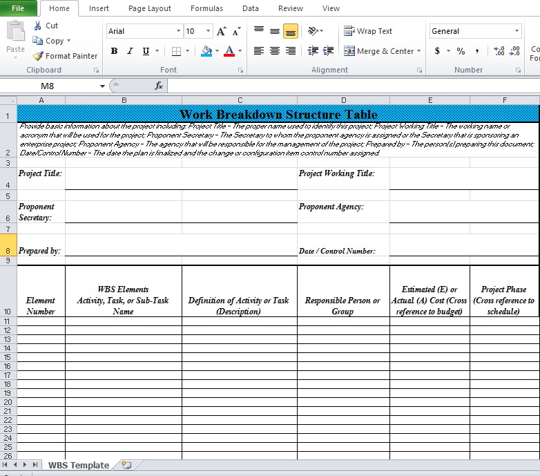 Make Work Breakdown Structure Easier With Excel Template ...