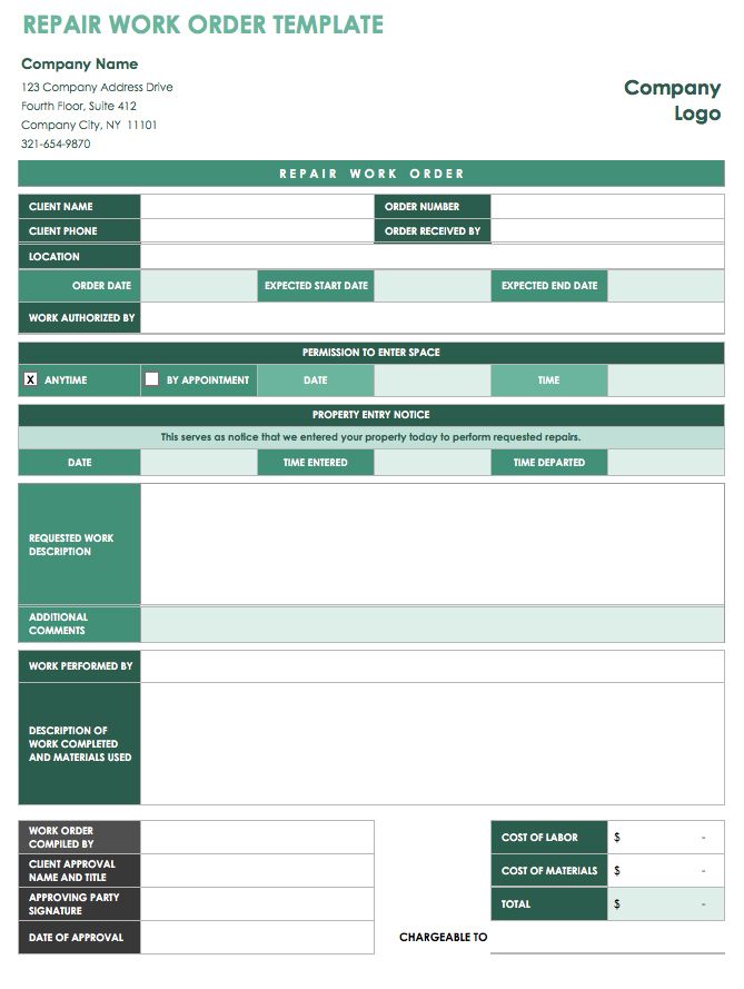 Make Your Own Service Work Order Template Free | Templatesz234.com ...