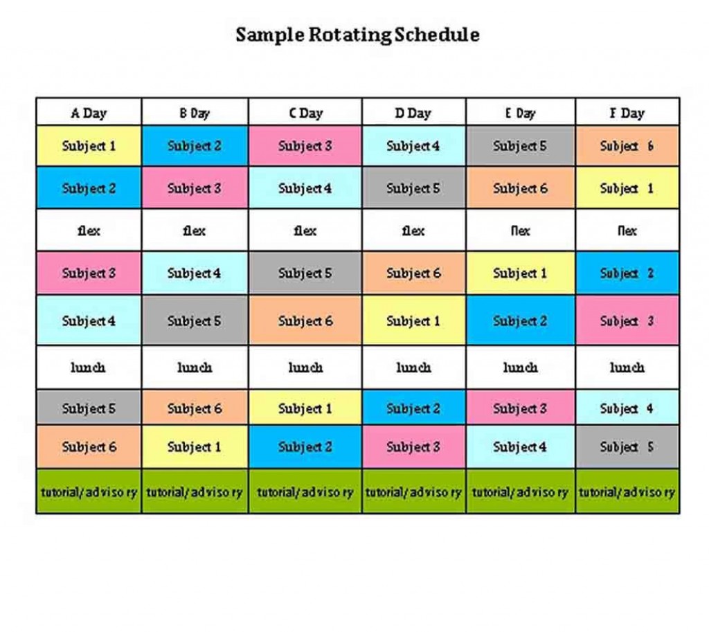 Rotating Work Schedule Template - Perfect For The Busy Professional In ...