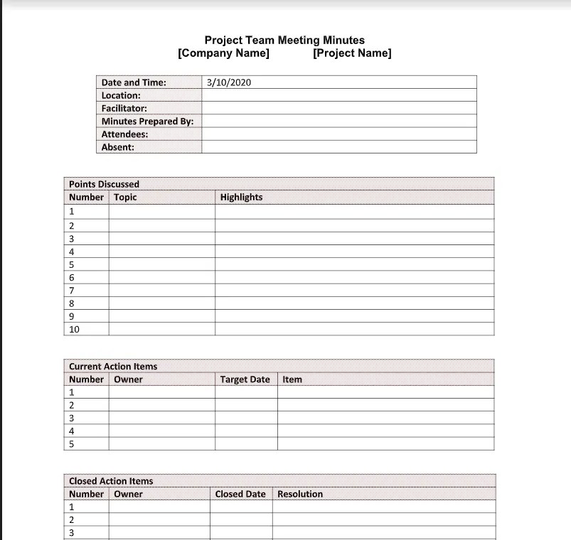 Get Organized With A Free Project Meeting Minutes Template Excel ...