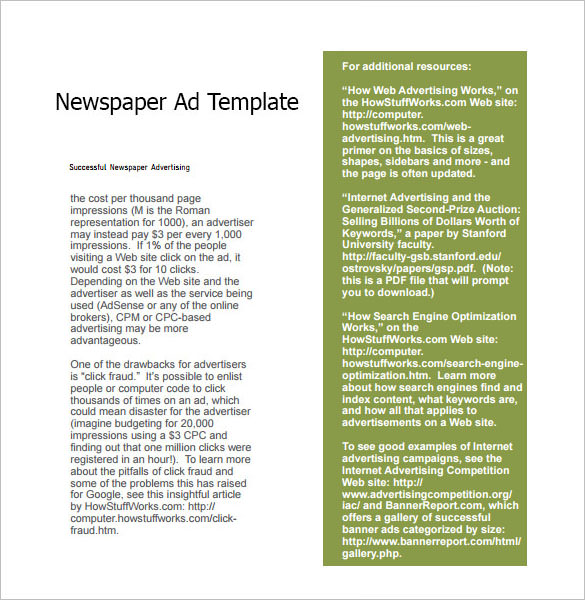 Make The Most Out Of Your Newspaper Ad Template | Templatesz234.com ...