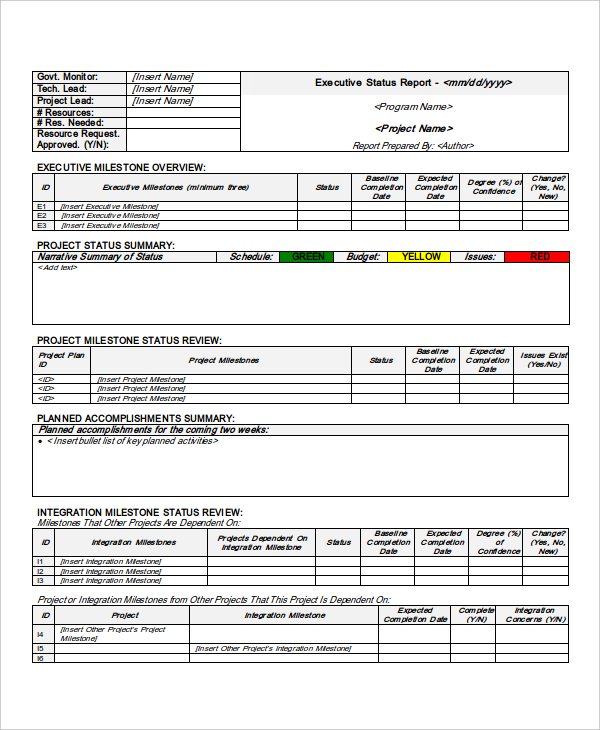 Executive Status Report Template: A Comprehensive Guide | Templatesz234 ...