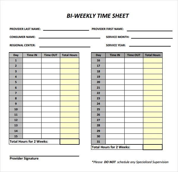 Biweekly Timesheet Template Pdf: Managing Your Time Efficiently ...