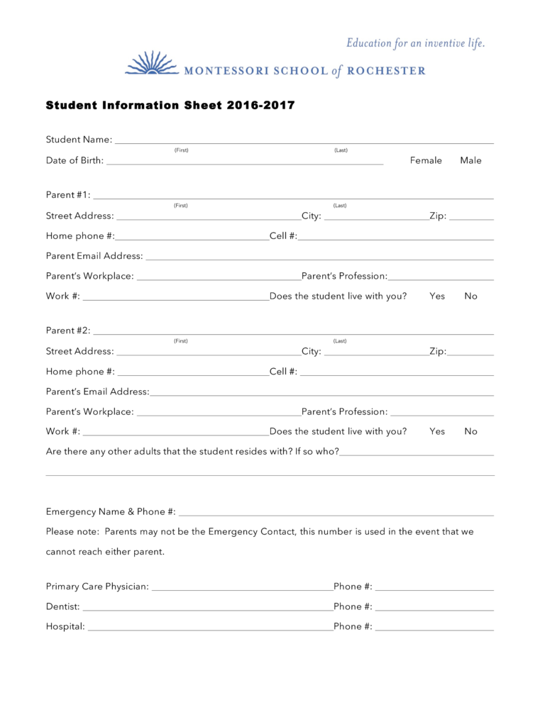 Student Data Sheet: How To Keep Track Of Your Student's Information ...