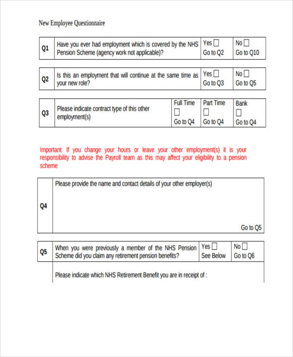 Using A New Employee Questionnaire Template In 2023 | Templatesz234.com ...