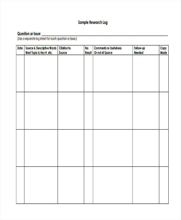Keeping Track Of Your Research With A Sample Research Log Template ...