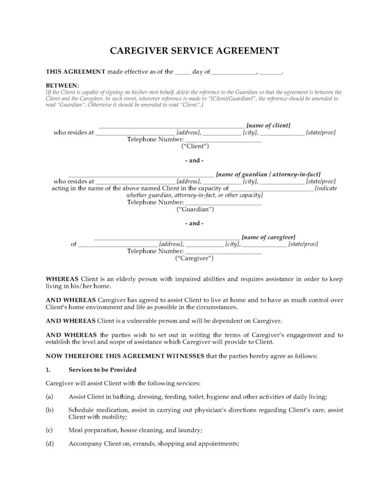 Caregiver Contract Agreement Templates: What You Need To Know In 2023 ...