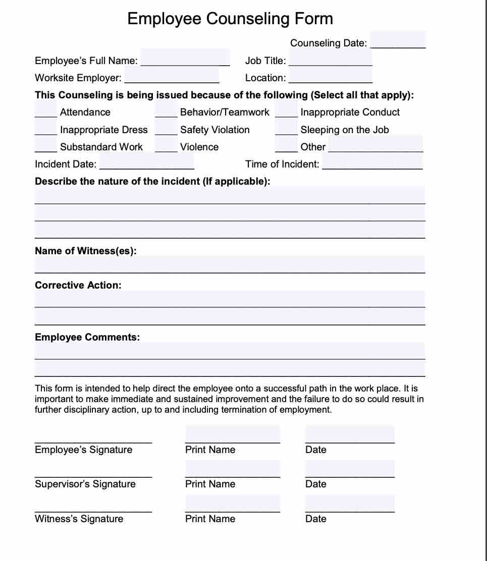 Employee Counseling Forms: How To Create And Utilize Them For A Better ...
