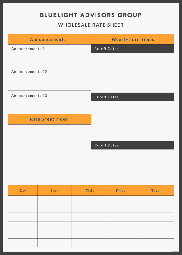 Rate Sheet Template: How To Create One In 2023 | Templatesz234.com ...