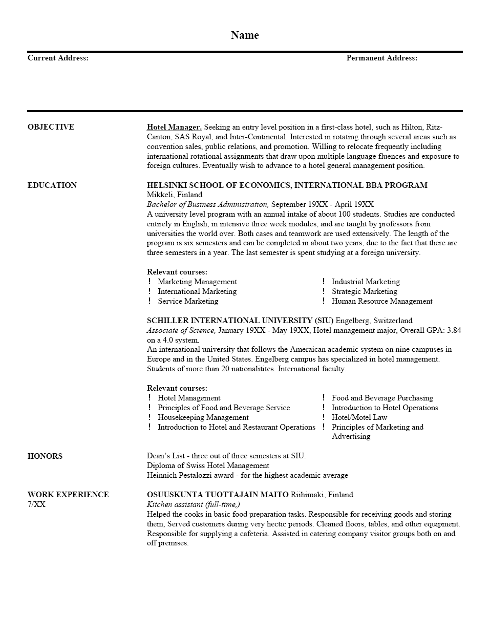 Creating Sample Hotel Manager Resume For 2023 | Templatesz234.com ...