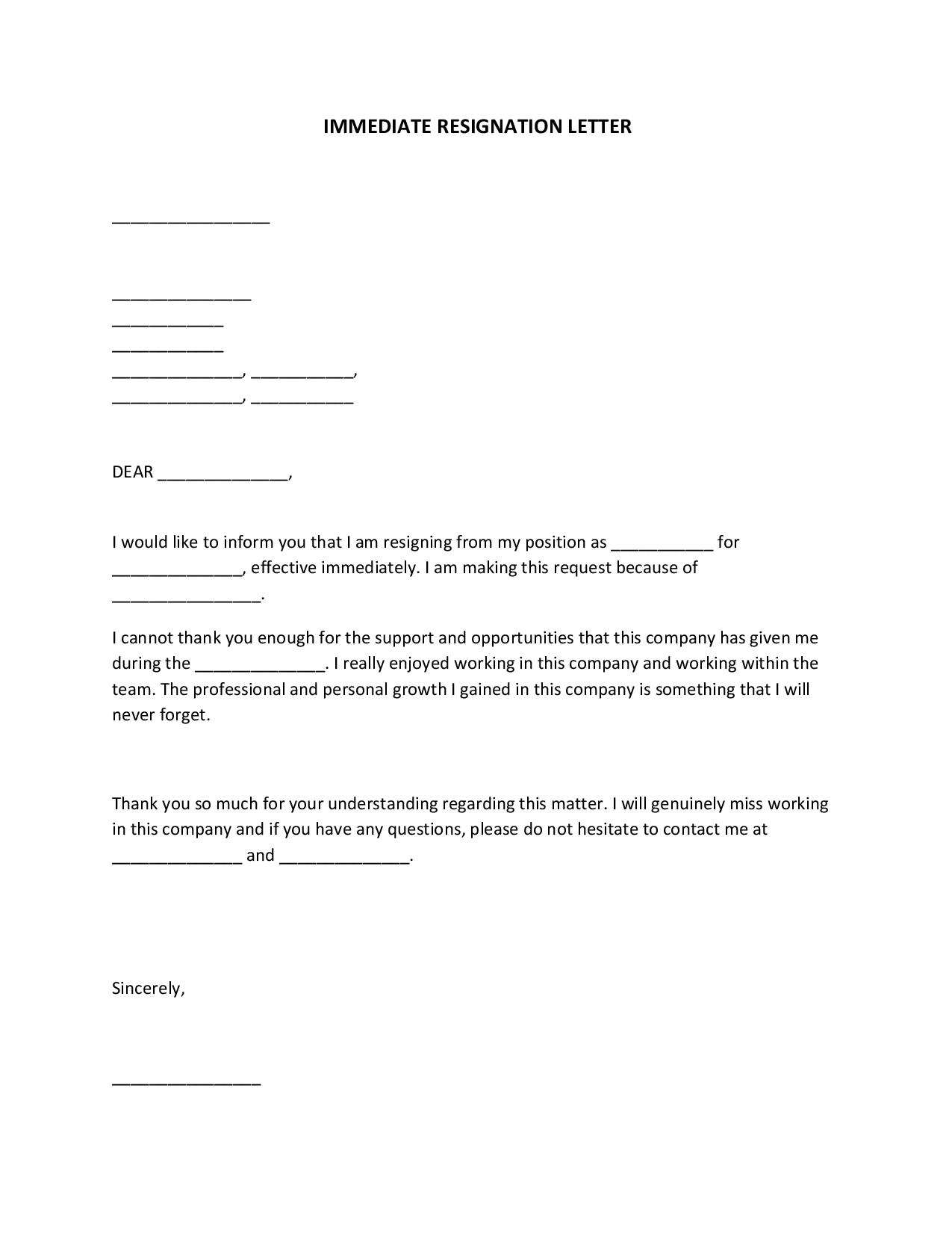 Immediate Resignation Letter Pdf: How To Prepare And Submit ...