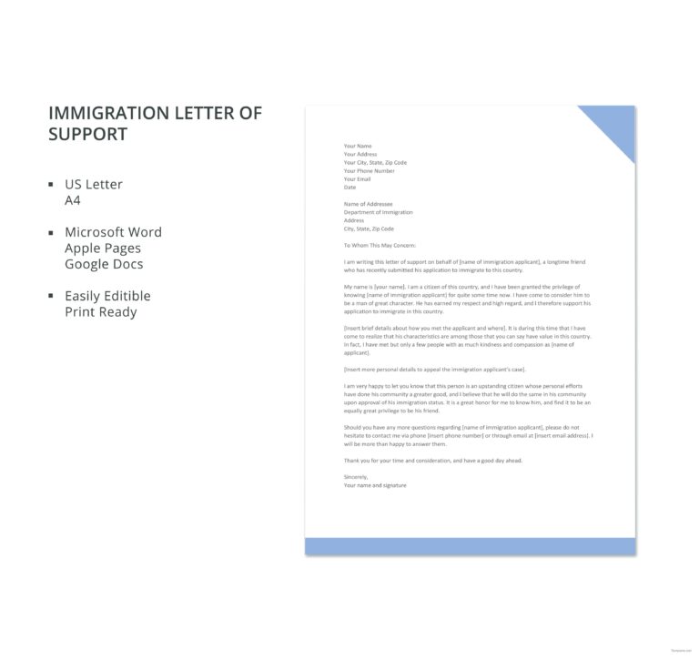 Creating Immigration Support Letters | Templatesz234.com ...