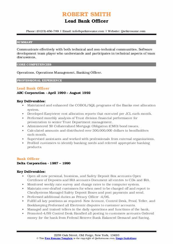 Bank Collection Officer Sample Resume | Templatesz234.com ...