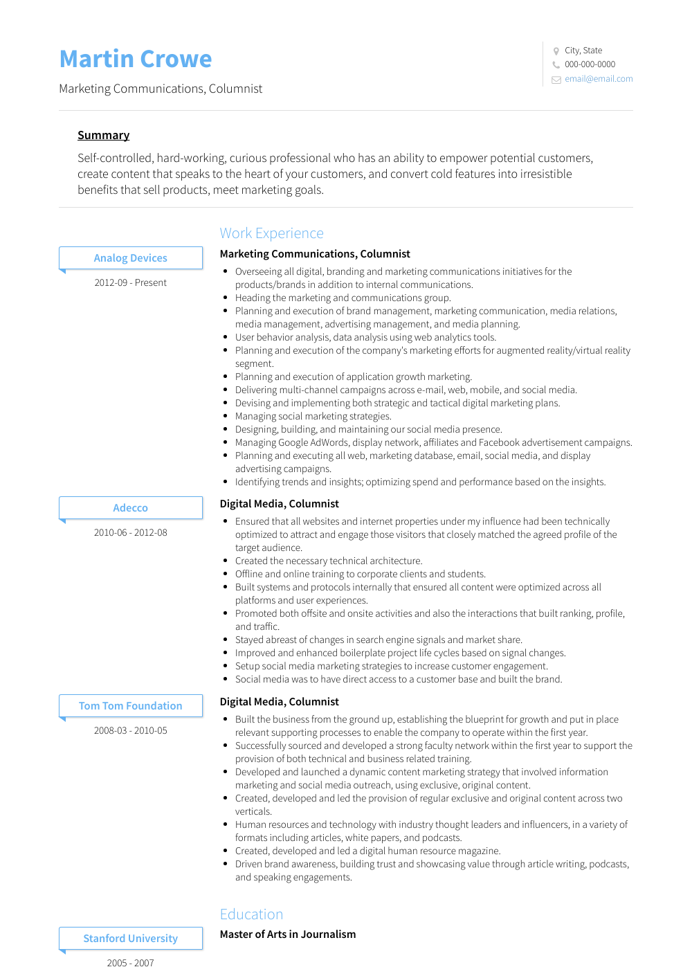 Creating A Standout Columnist Resume 2 In 2023 | Templatesz234.com ...