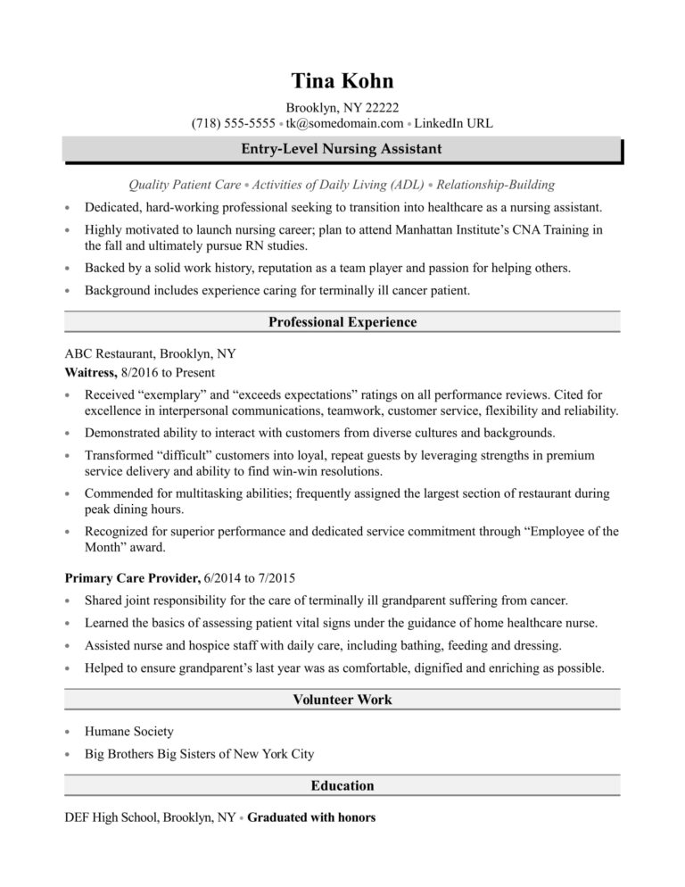 Level 2 Nursery Nurse Sample Resume | Templatesz234.com - Templatesz234.com