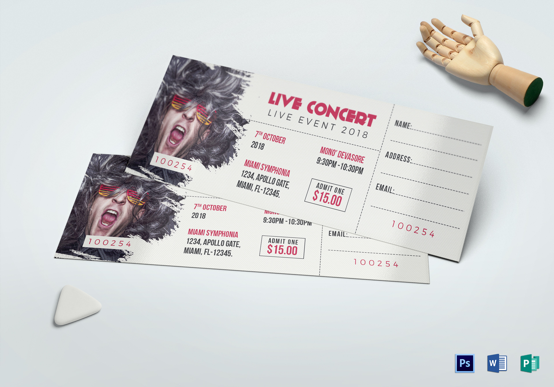 How To Create A Microsoft Word Concert Ticket Template | Templatesz234 ...