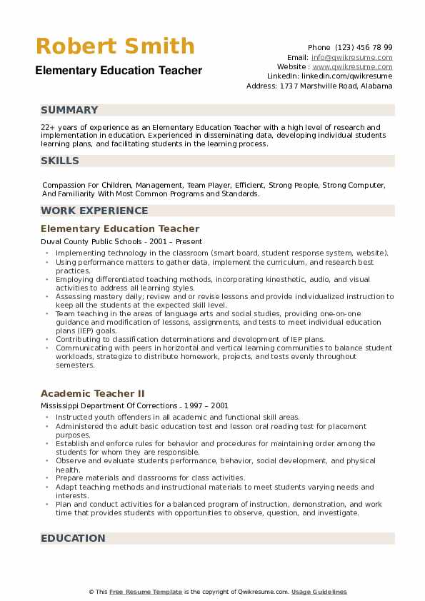 The Best Resume Samples For Teachers In 2023 | Templatesz234.com ...