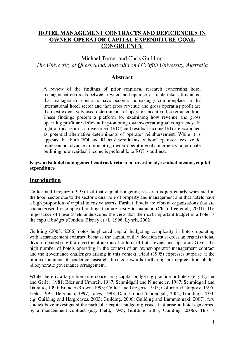 Hotel Management Agreements - Making The Best Of Your Hotel Business In ...