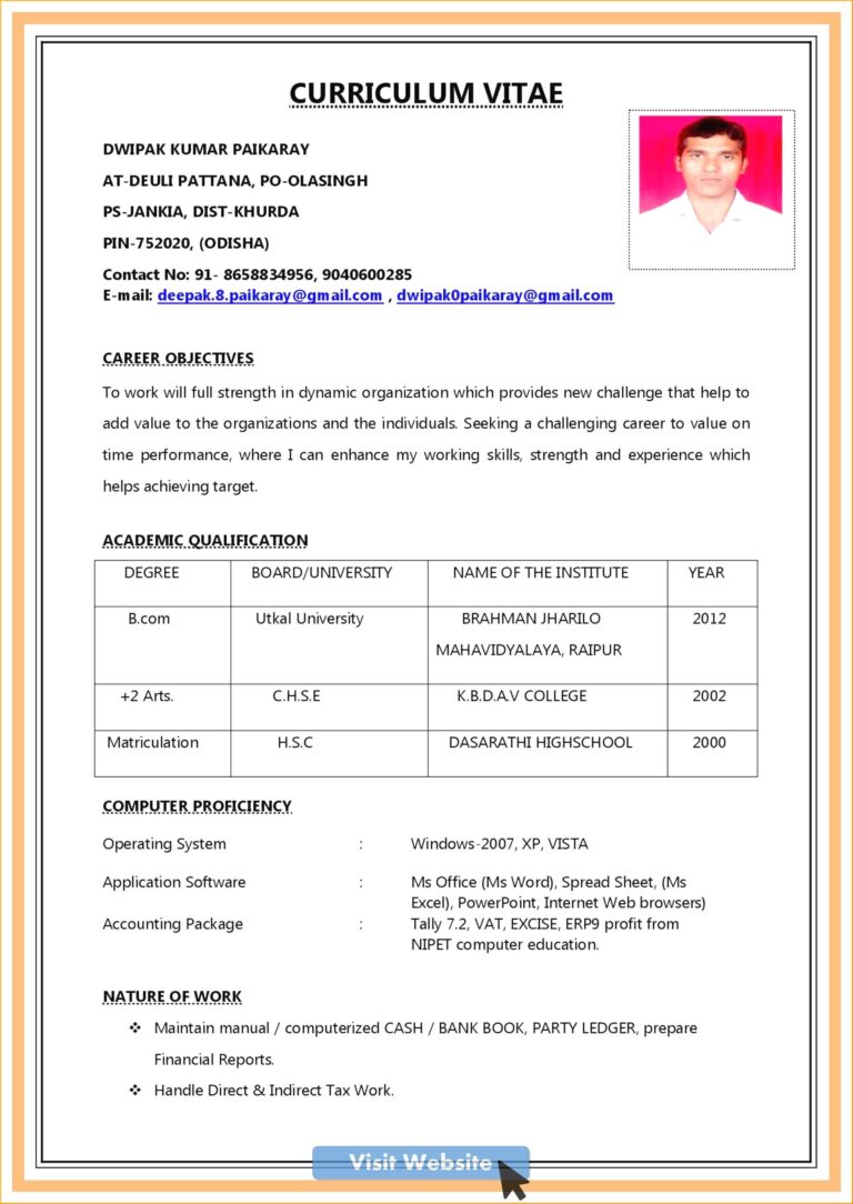 Biodata Format For Teacher | Templatesz234.com - Templatesz234.com