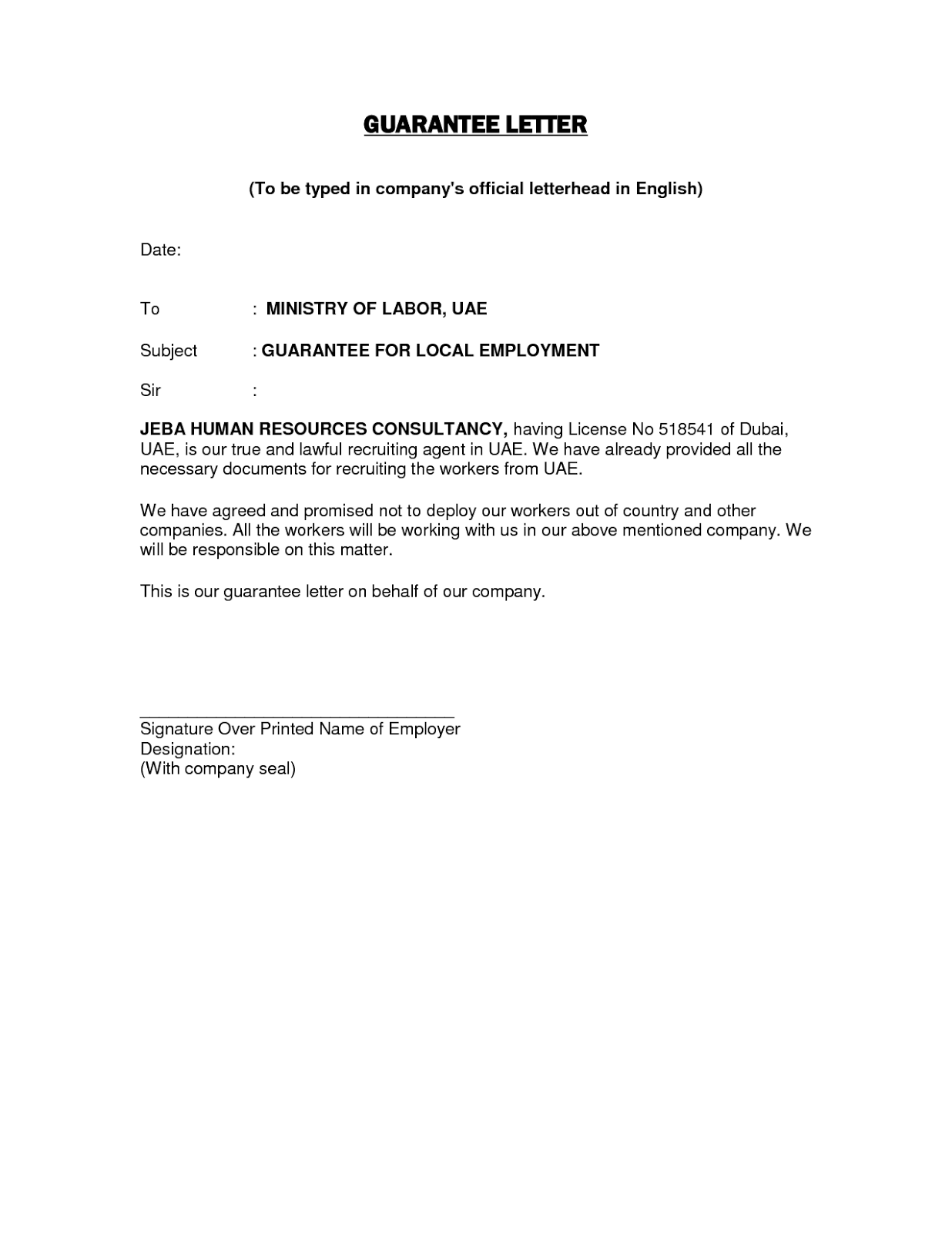What Is A Guarantee Letter? | Templatesz234.com - Templatesz234.com