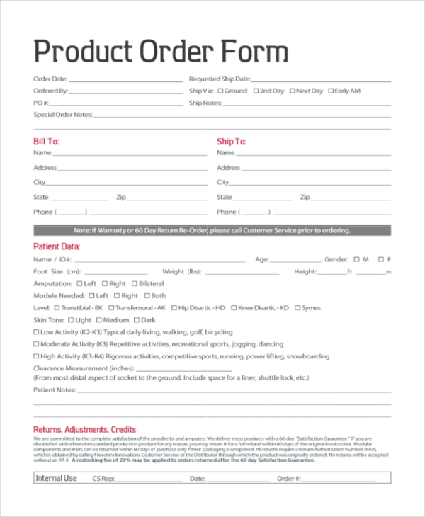 Product Order Forms: What Do You Need To Know? | Templatesz234.com ...