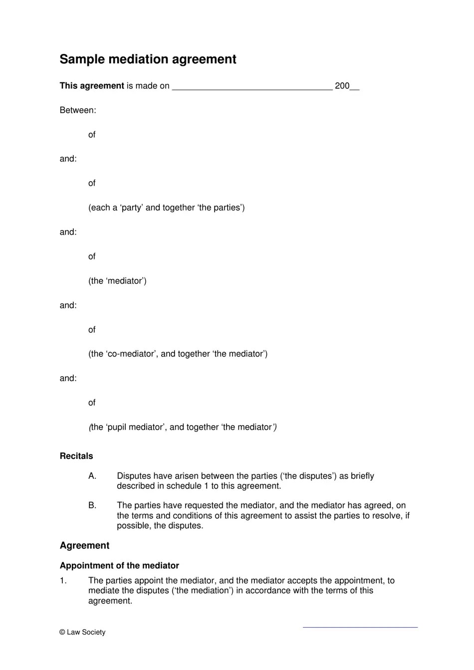 What Is A Mediation Agreement Template? | Templatesz234.com ...