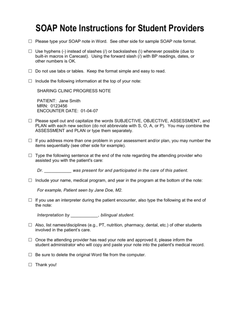 Student Soap Notes: Organizing Your Clinical Encounters | Templatesz234 ...