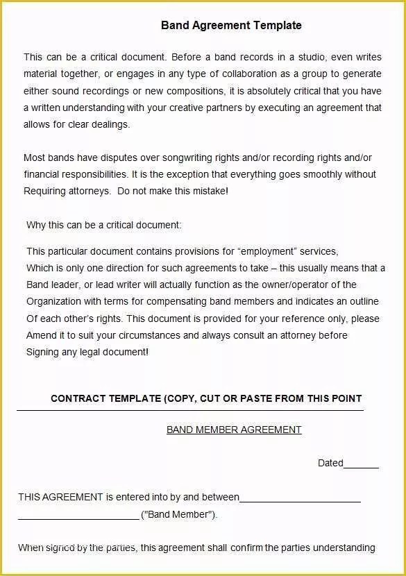 Create Music Band Contract In Pdf Using Template | Templatesz234.com ...