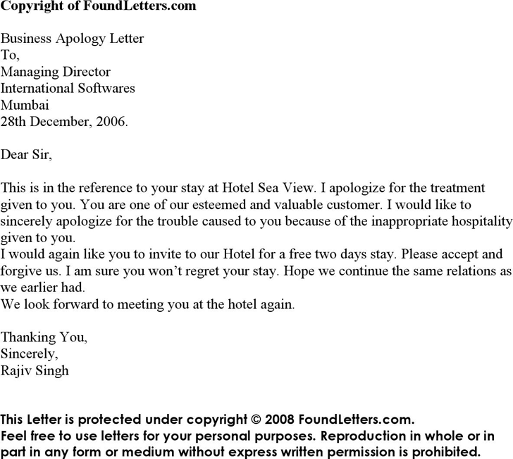 How To Write An Apology Letter From A Hotel | Templatesz234.com ...