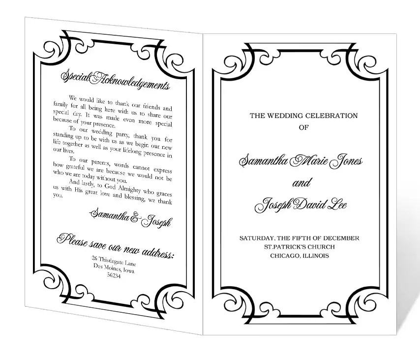 Create Your Dream Wedding Program With Half Fold Wedding Program ...