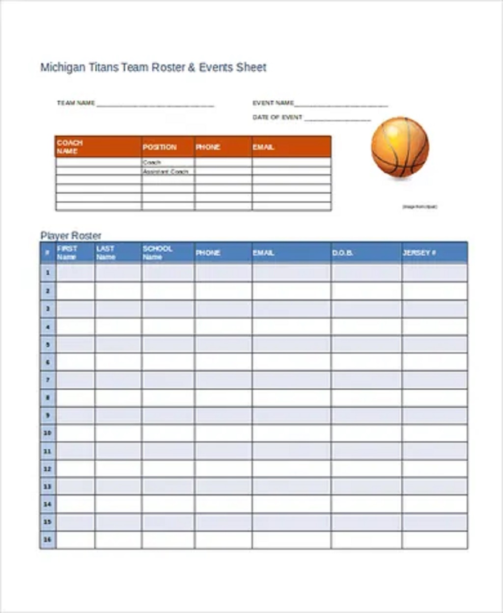 Organizing Your Sports Team Roster With A Template | Templatesz234.com ...