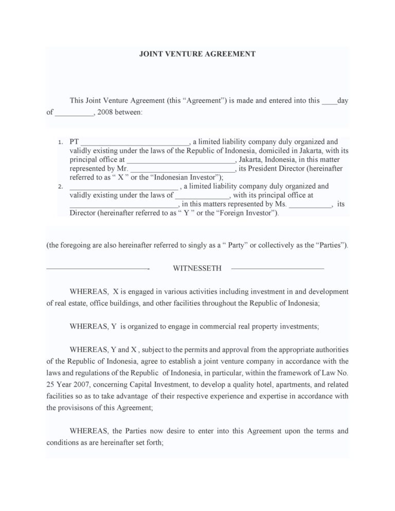 Joint Venture License Agreement | Templatesz234.com - Templatesz234.com