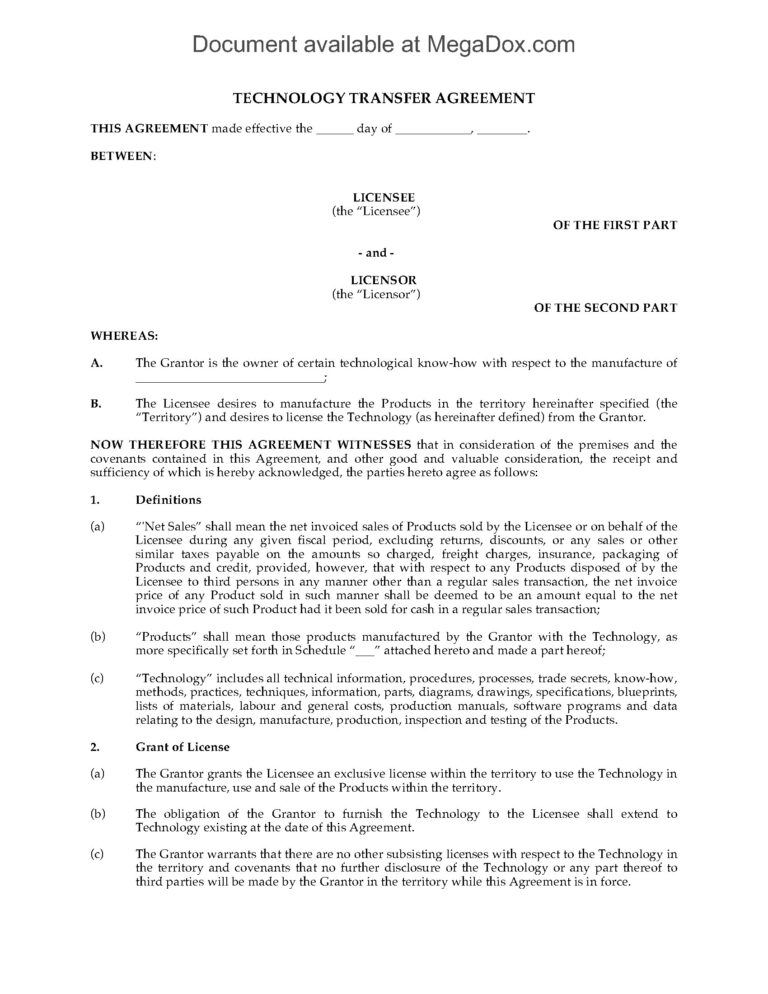 License Agreement For Use Of Technology | Templatesz234.com ...