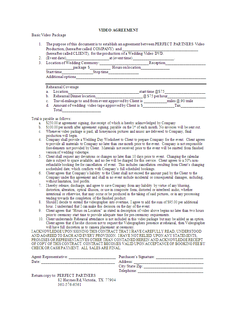 License Agreement In Video Production | Templatesz234.com ...