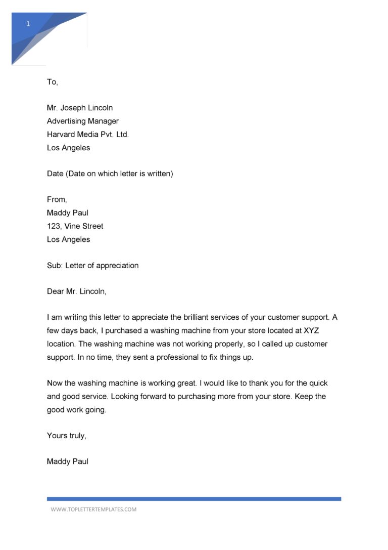 Appreciation Letter Template: A Guide To Expressing Gratitude ...