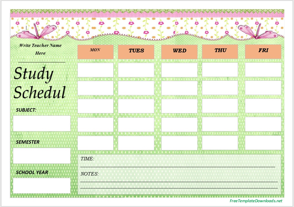 Best Calendar Templates For Study Schedules | Templatesz234.com ...