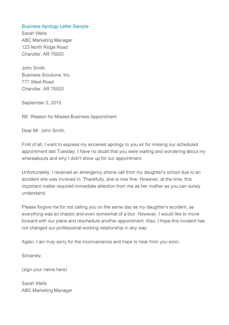 Professional Apology Letter Template | Templatesz234.com ...