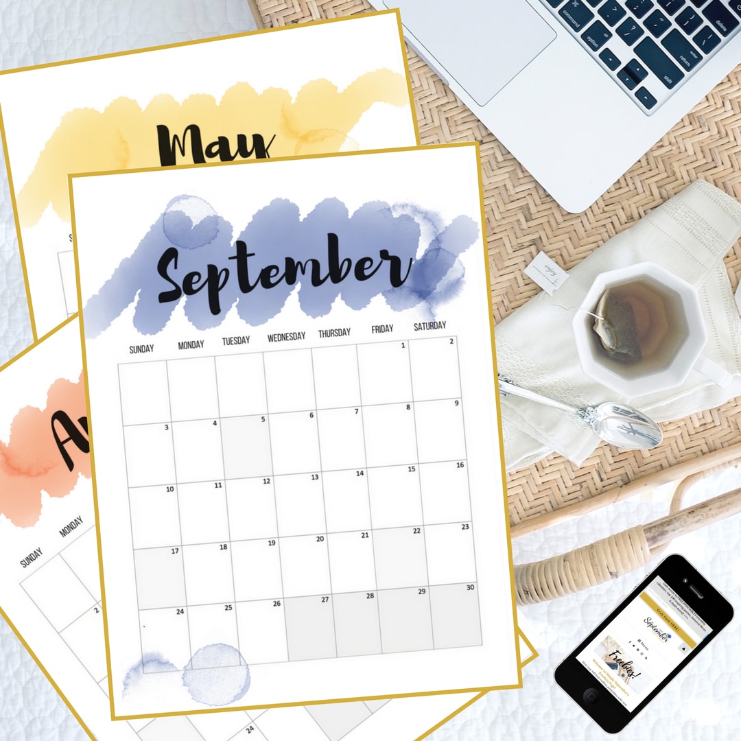 Watercolor Calendar Template | Templatesz234.com - Templatesz234.com