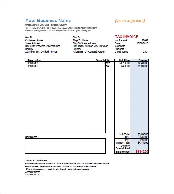 Invoice Templates For Online Stores | Templatesz234.com - Templatesz234.com
