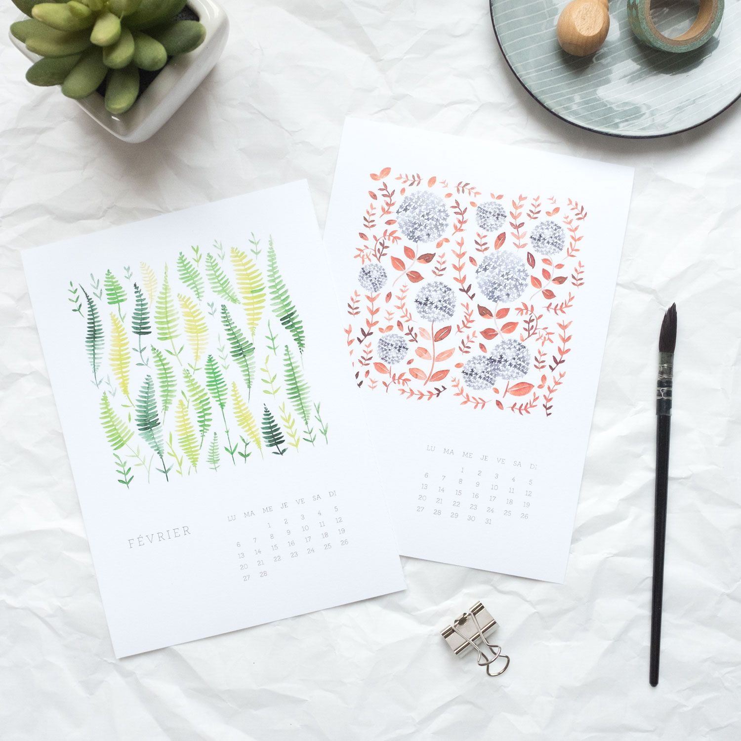 Minimalistic Botanical Calendar Template | Templatesz234.com ...