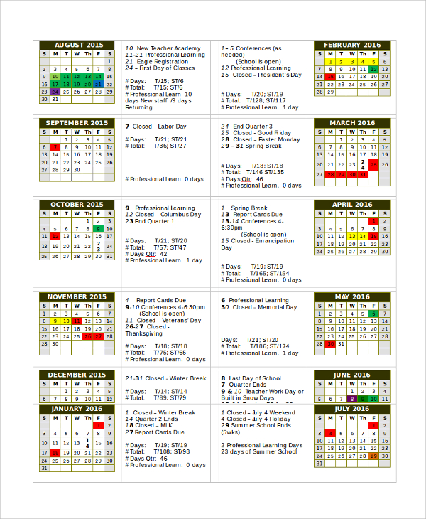 School Calendar Template: A Comprehensive Guide | Templatesz234.com ...