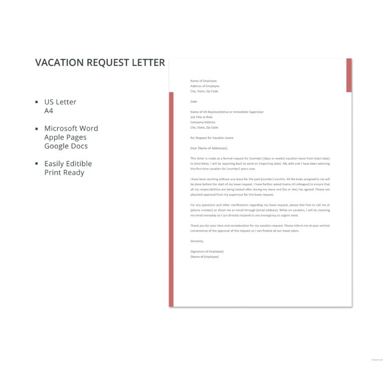 Vacation Request Email Template: A Guide For Effective Communication ...