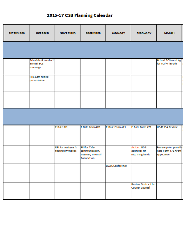 Business Planning Calendar Template | Templatesz234.com - Templatesz234.com