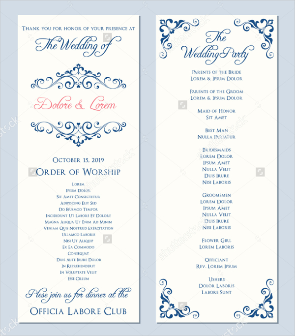 Elegant Wedding Program Templates For A Stylish Event | Templatesz234 ...