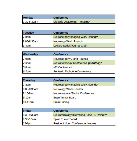 Conference Schedule Calendar Template | Templatesz234.com ...