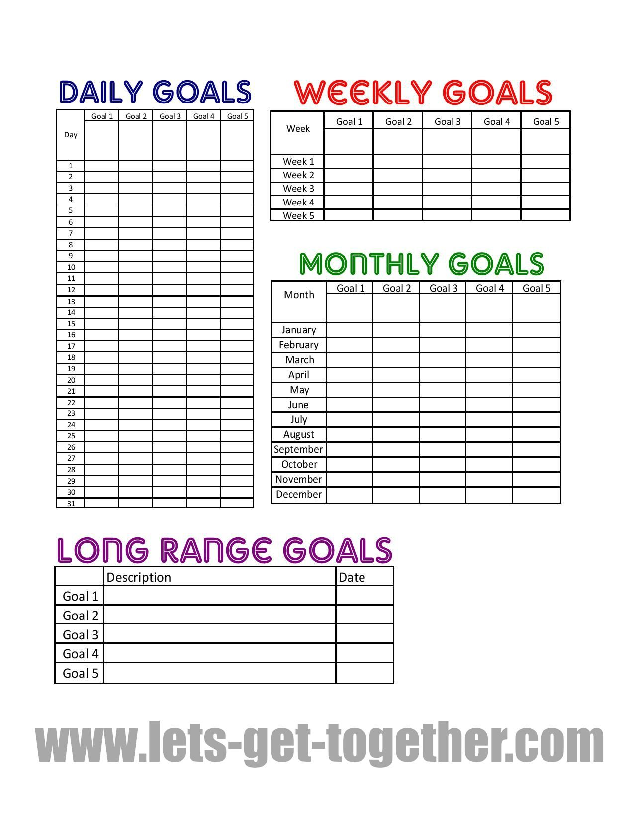 Goal Setting Planning Calendar Template | Templatesz234.com ...